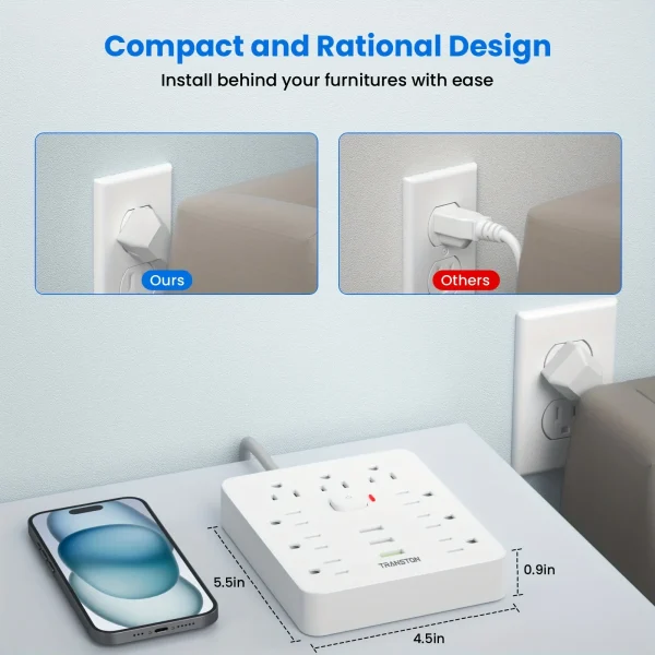 TRANSTON Power strip with Surge Protector - PND Electronics